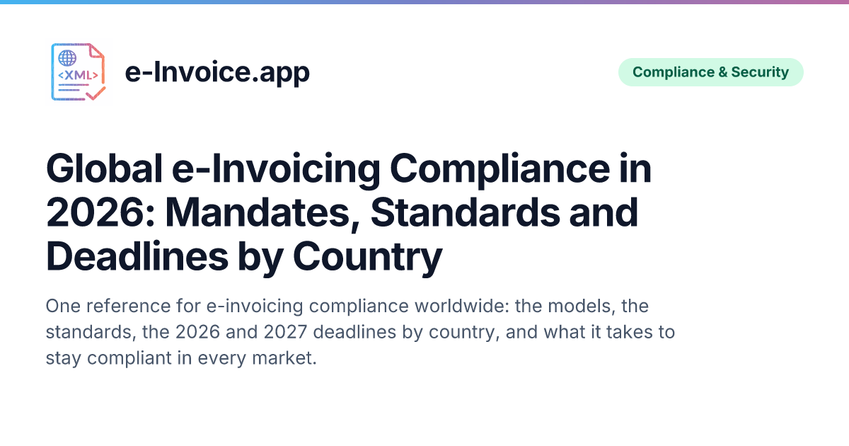 Global e-Invoicing Compliance in 2026: Mandates, Standards and ...